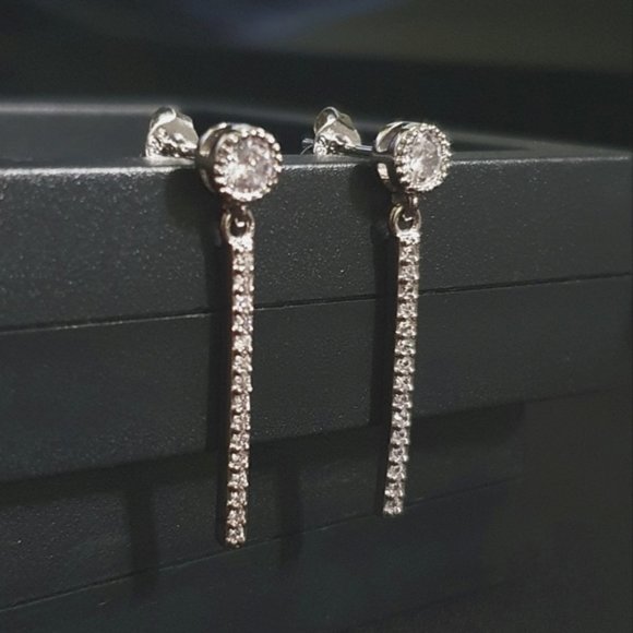 Jewelry | Minimalistic Dangle Stick Diamond Earrings | Poshmark